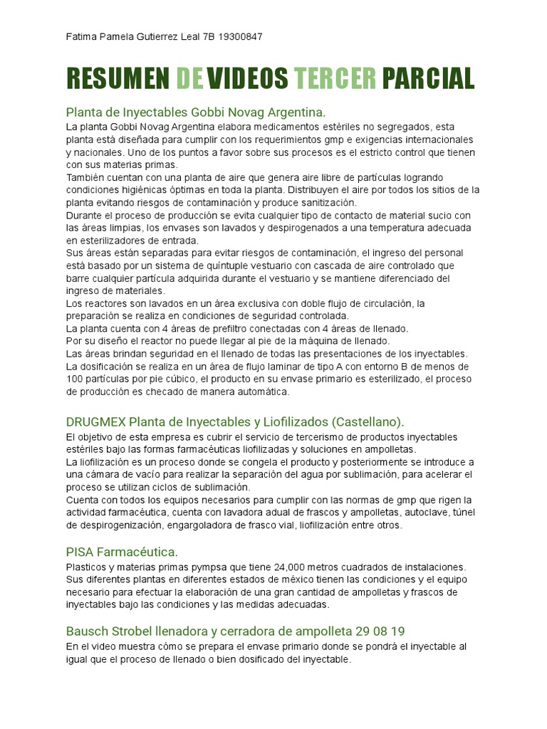 Resumen Videos - Gutierrez F - Tercer Parcial | PDF