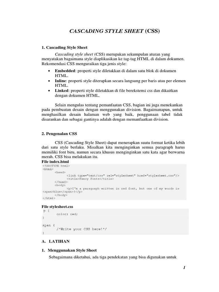 Memahami Embedded Style Sheet CSS | PDF