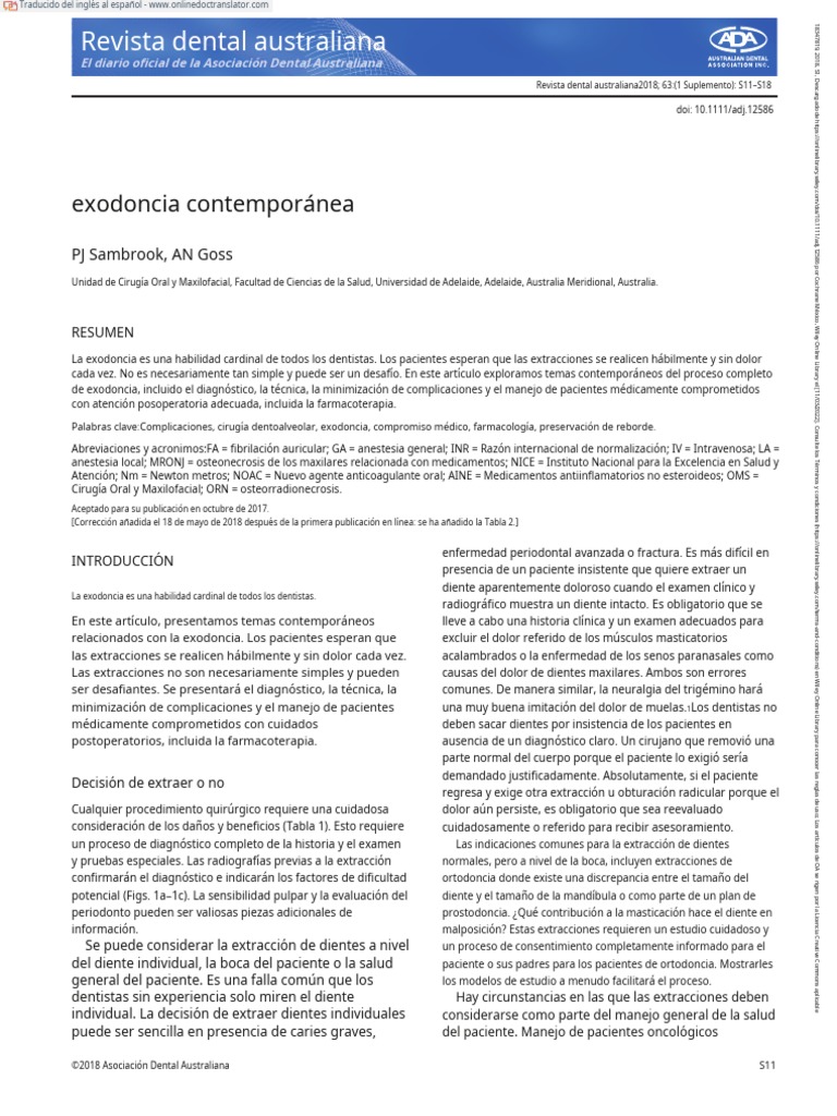 Contemporary Exodontia (1) .En - Es | PDF