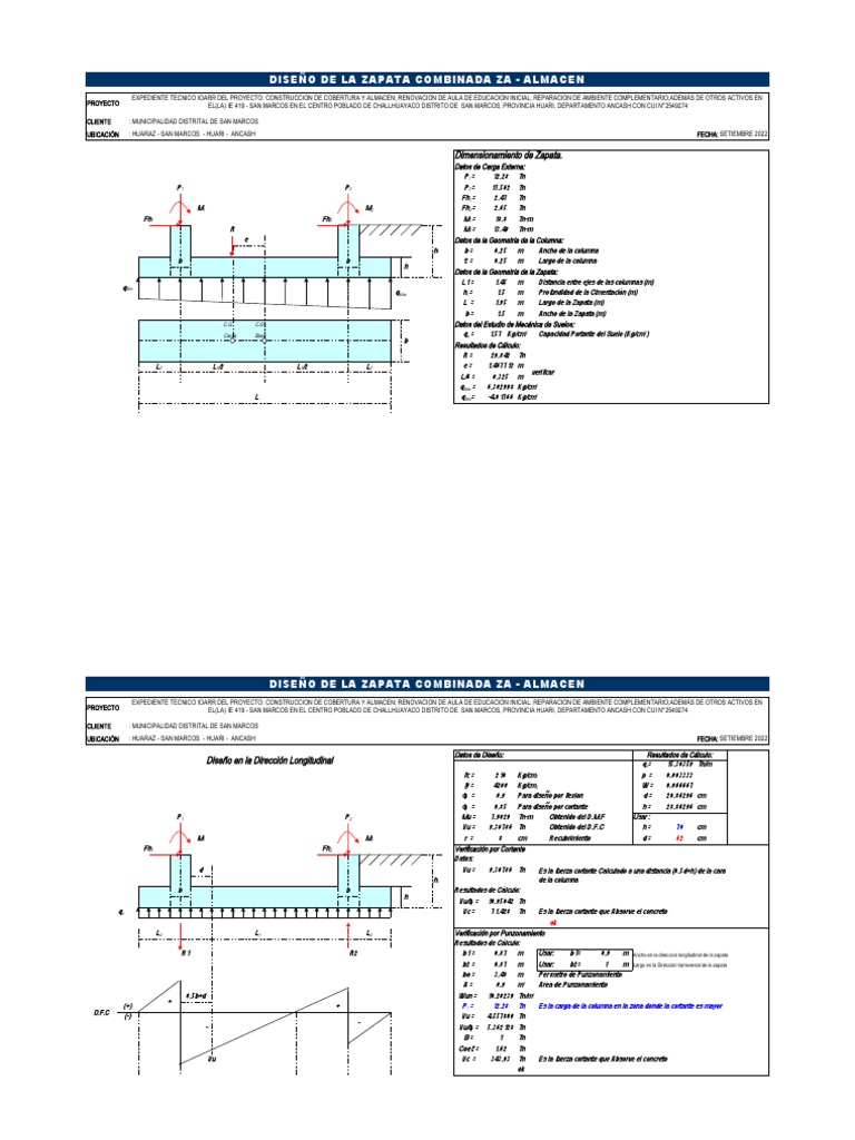 Diseño De Zapata Combinada Za Almacen Pdf Mecánica De Sólidos