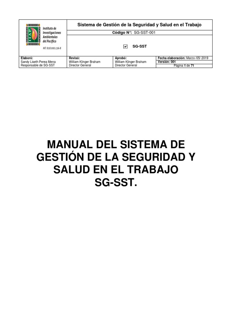 Manual SG-SST: Seguridad Laboral Efectiva | PDF | Finanzas y dinero ...