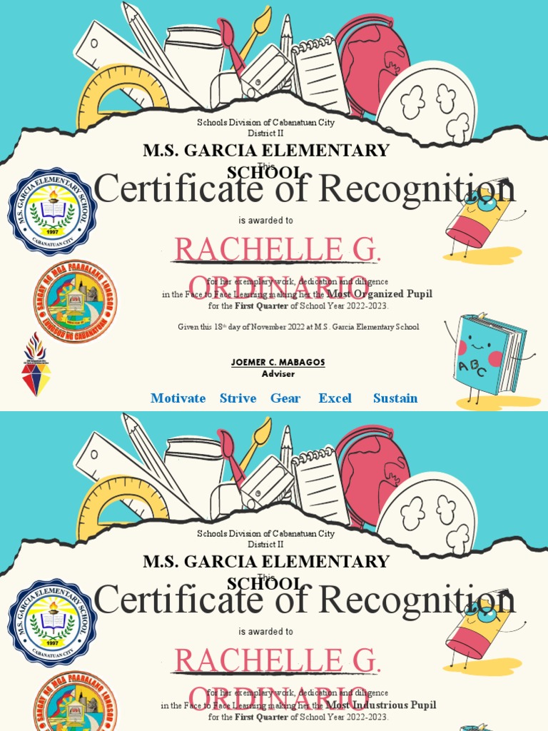 1st Quarter Awards at M.S. Garcia School | PDF