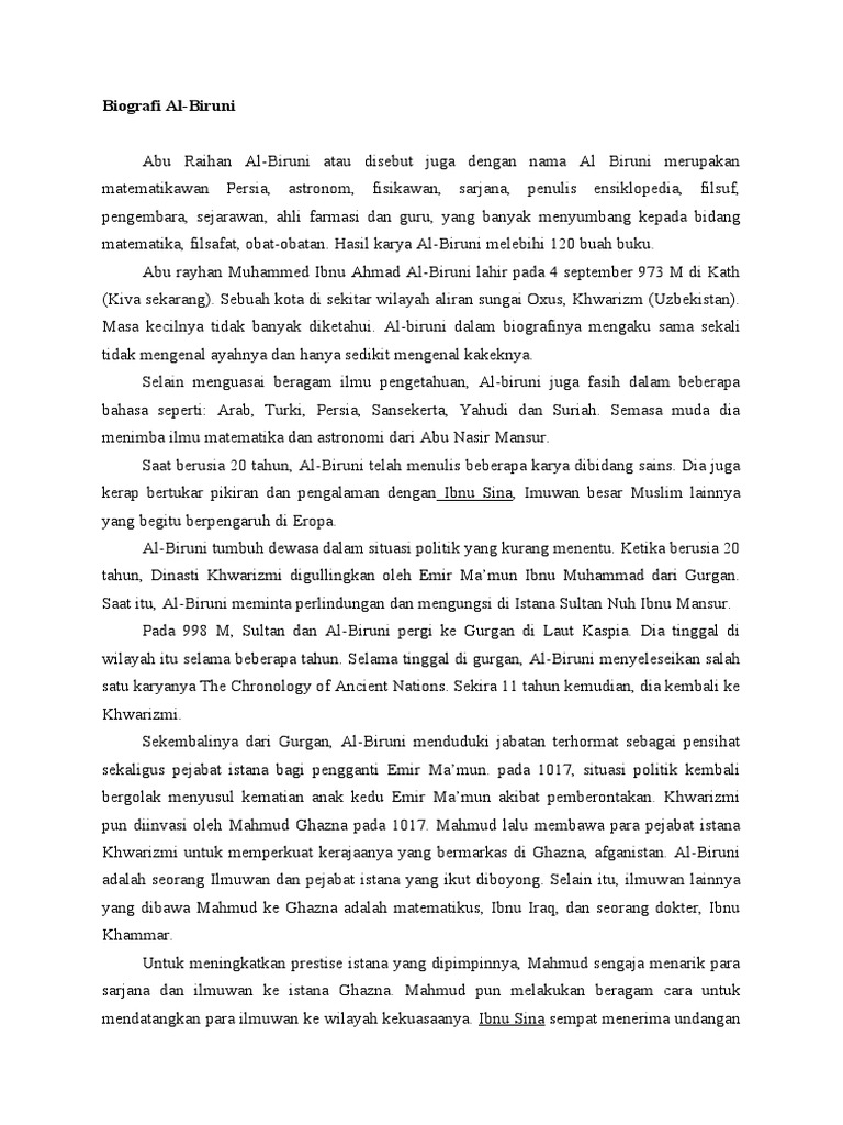 Biografi Al Biruni... | PDF | Ilmu Sosial