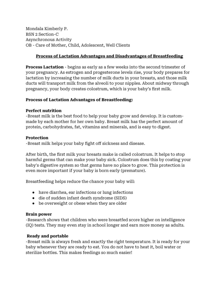 Process of Lactation | Download Free PDF | Breastfeeding | Breast Milk