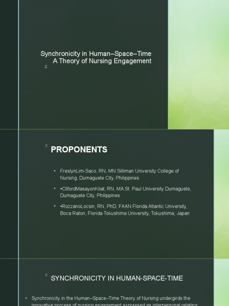 Synchronicity in Human-Space-Time Theory in Nursing Engagement | PDF ...
