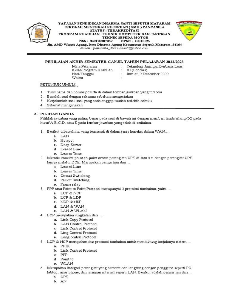 Soal Wan Xi TKJ | PDF