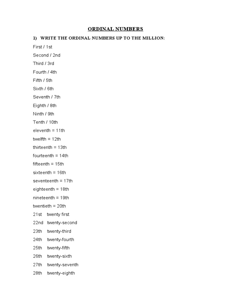 Ordinal Numbers | PDF | Art