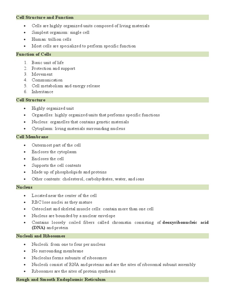 Cell Structure and Function | Download Free PDF | Cell (Biology) | Endoplasmic Reticulum