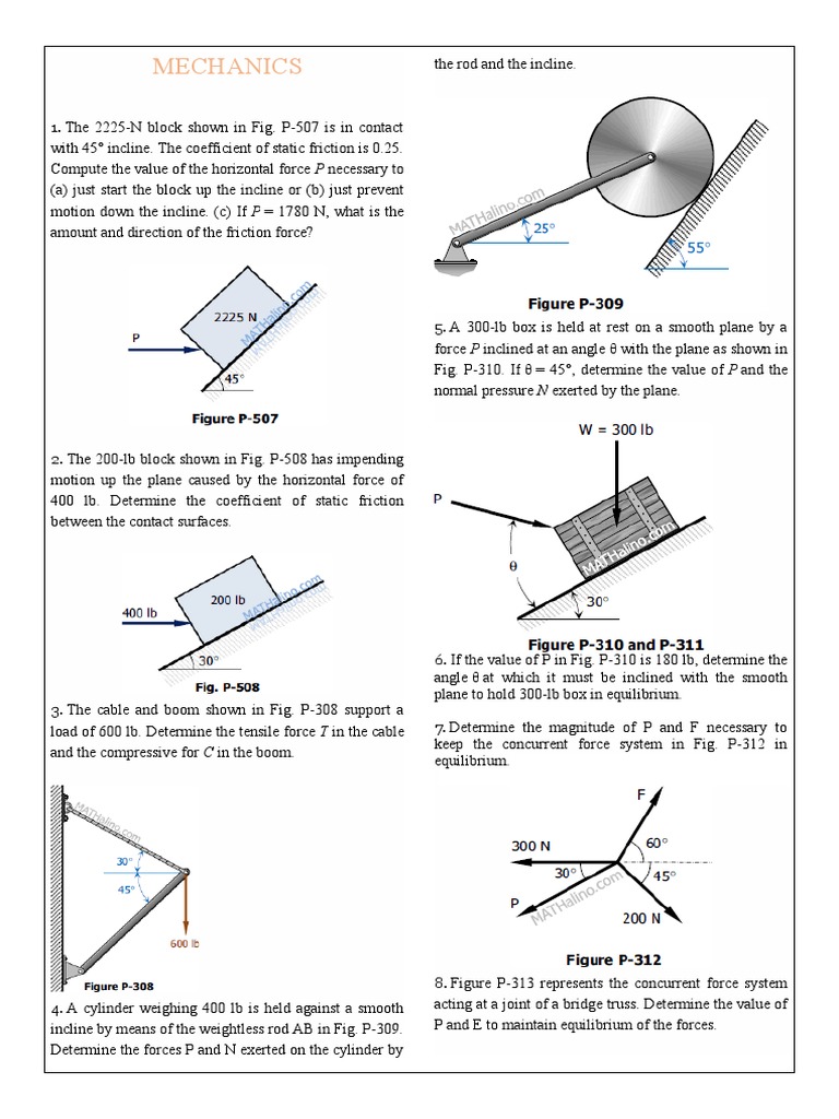 Mathalino PSET | PDF | Force | Cartesian Coordinate System