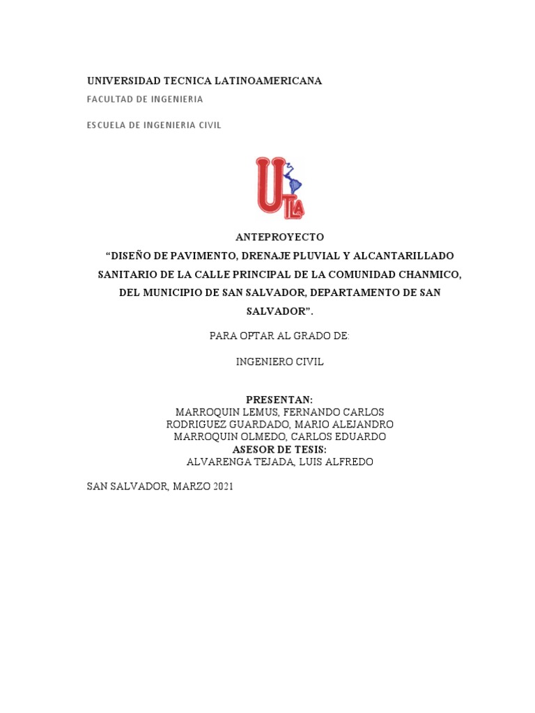 Anteproyecto 1 | PDF | Alcantarillado | Hormigón