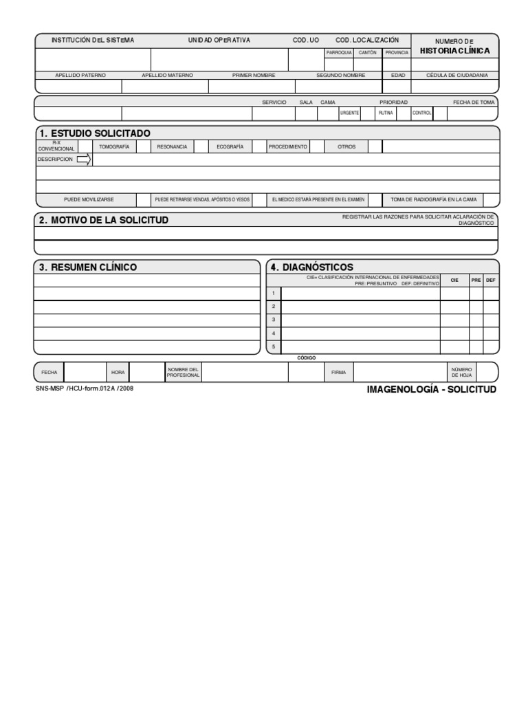 Form. 012 Imagenologia | PDF