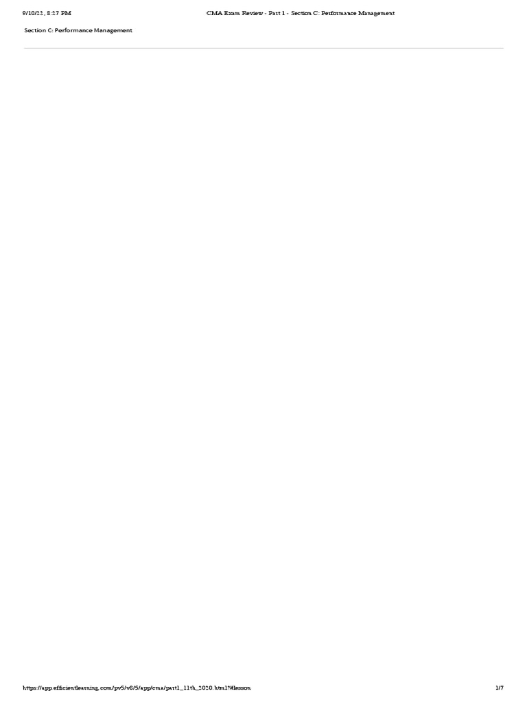 CMA Exam Review - Part 1 - Section C - Performance Management | PDF