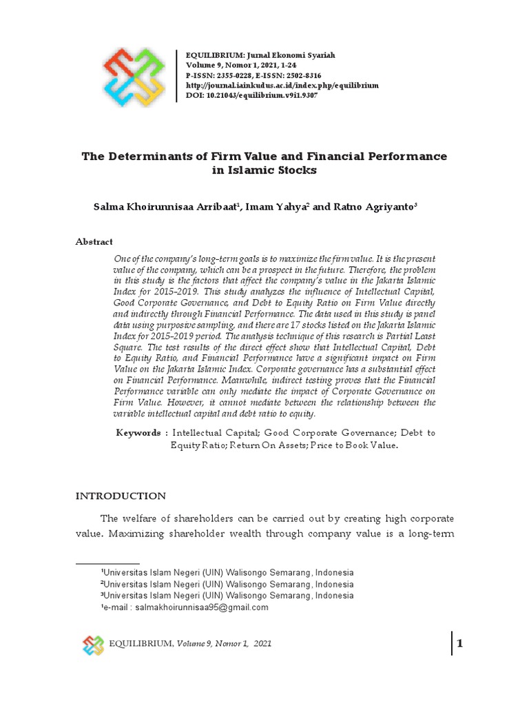 The Determinants of Firm Value and Financial Performance in Islamic Stocks | PDF