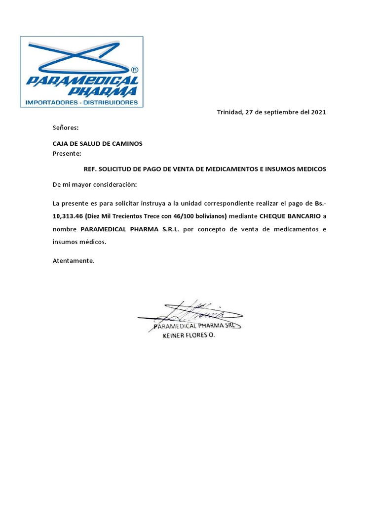 Carta de Solicitud de Pago | PDF