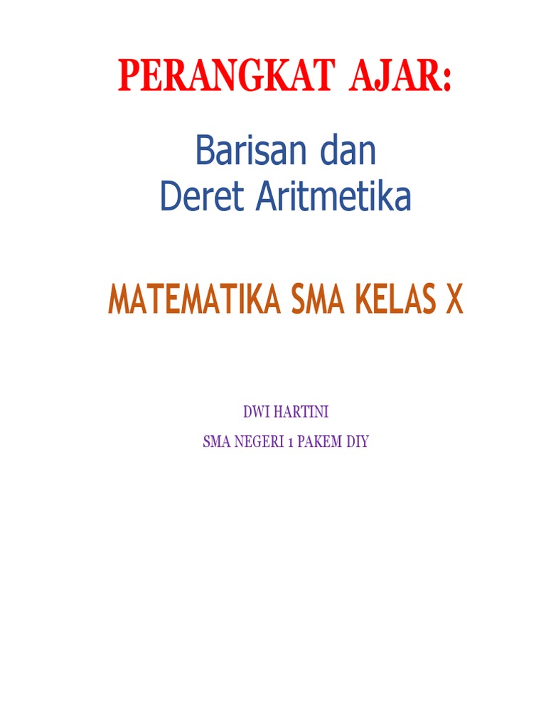 Modul Ajar Matematika - Barisan Dan Deret Aritmetika - Fase E | PDF ...