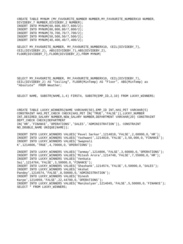 SQL1 | PDF | Computers