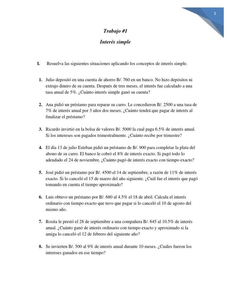 Taller.N1. Interés Simple | PDF