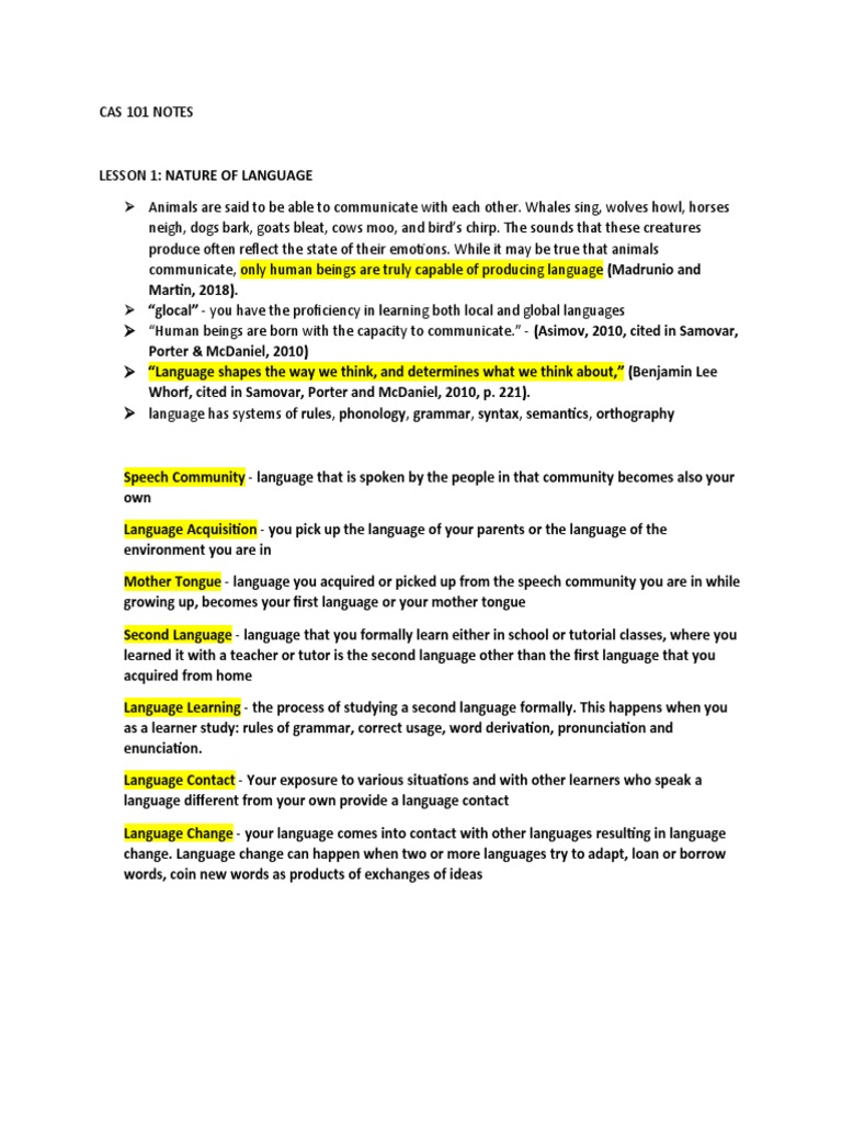 Cas 101 Notes | PDF | Communication | Information
