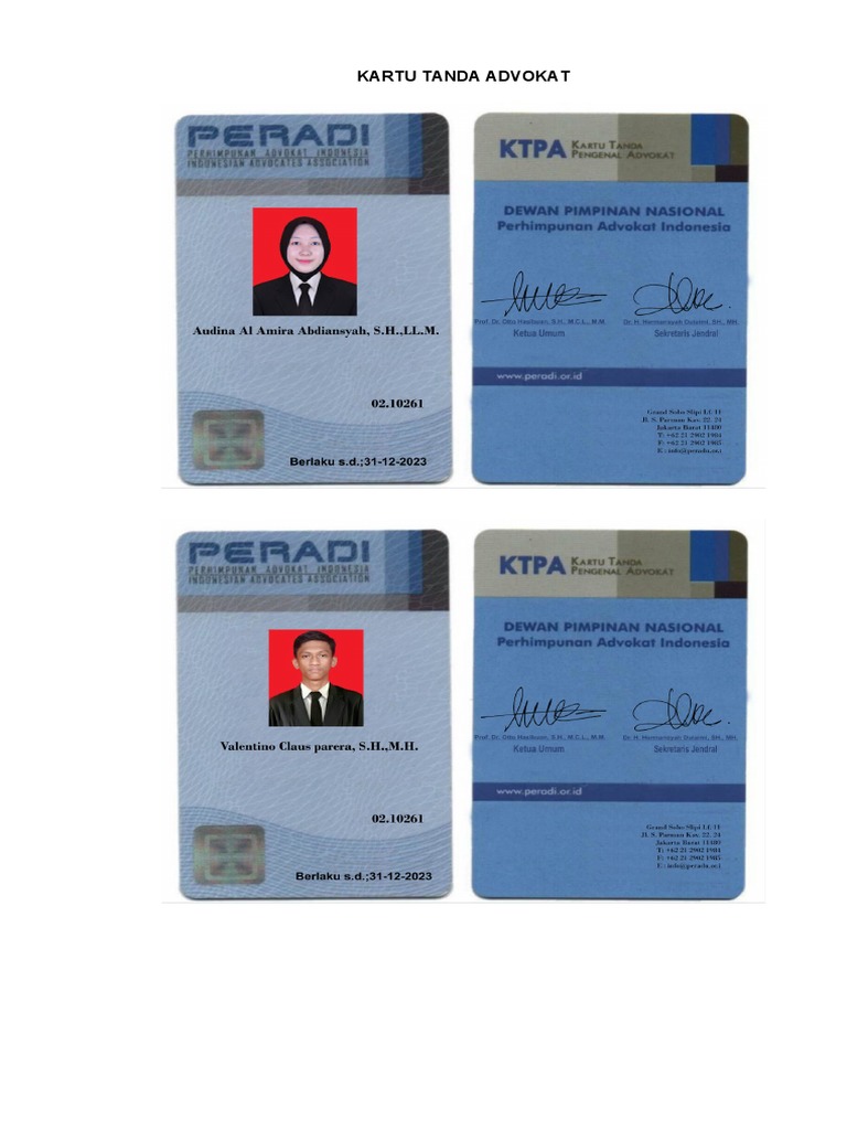 Kartu Tanda Advokat | PDF