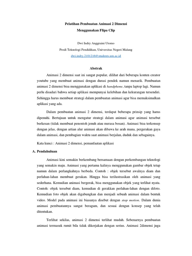 Pelatihan Pembuatan Animasi 2 Dimensi Menggunakan Flipa Clip | PDF