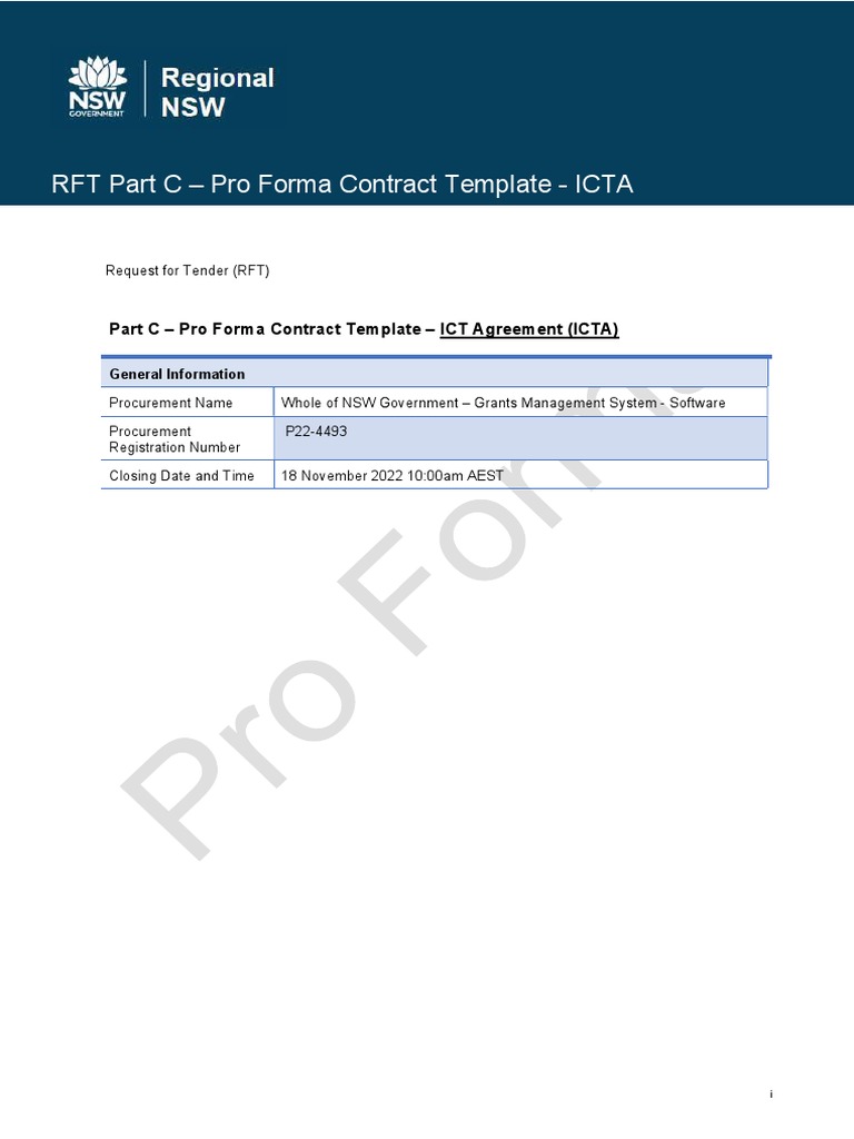 P22-4493 - Part C - Pro Forma Contract Template - ICT Agreement - ICTA | PDF
