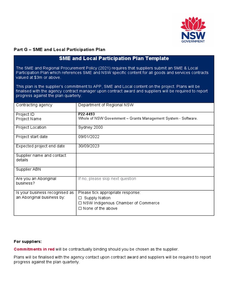 P22-4493 - Part G - Aboriginal SME and Local Participation Plan | PDF