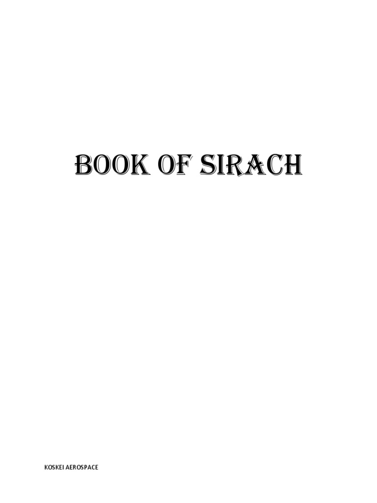 Book of Sirach. | PDF
