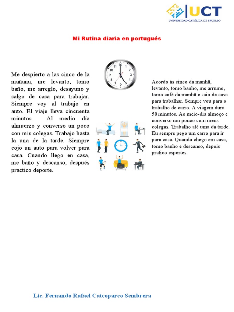 Minha Rotina Diária em Português | PDF
