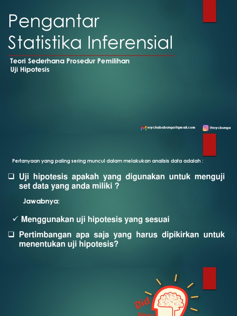 Teori Dasar Pemilihan Uji Statistik Inferensial | PDF
