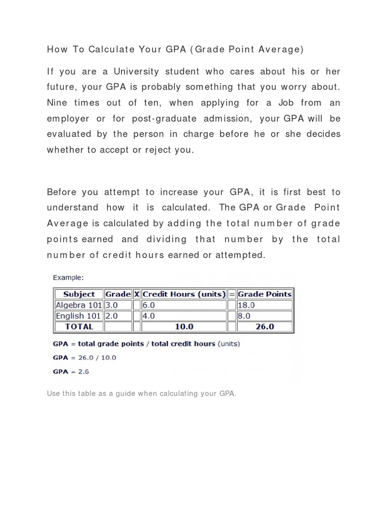 How To Calculate Your GPA | PDF