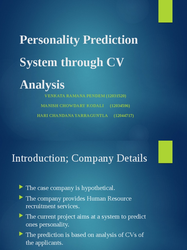 Personality Prediction System Through CV Analysis | PDF | Databases ...