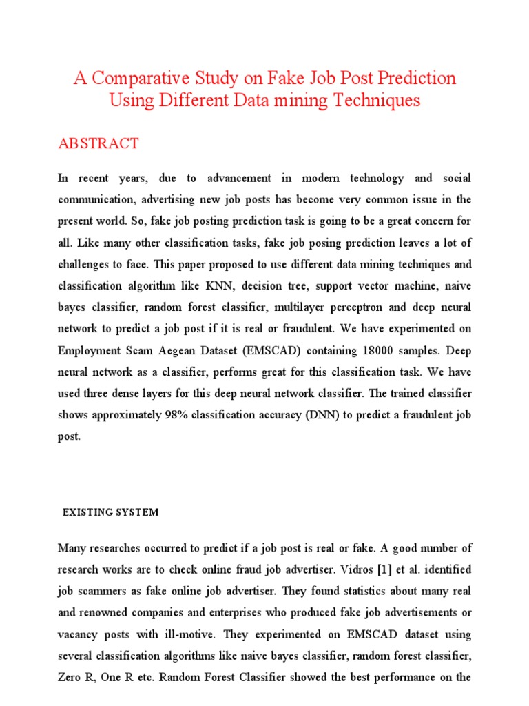 A Comparative Study On Fake Job Post Prediction Using Different Data ... A Comparative Study On Fake Job Post Prediction Using Different Data ...