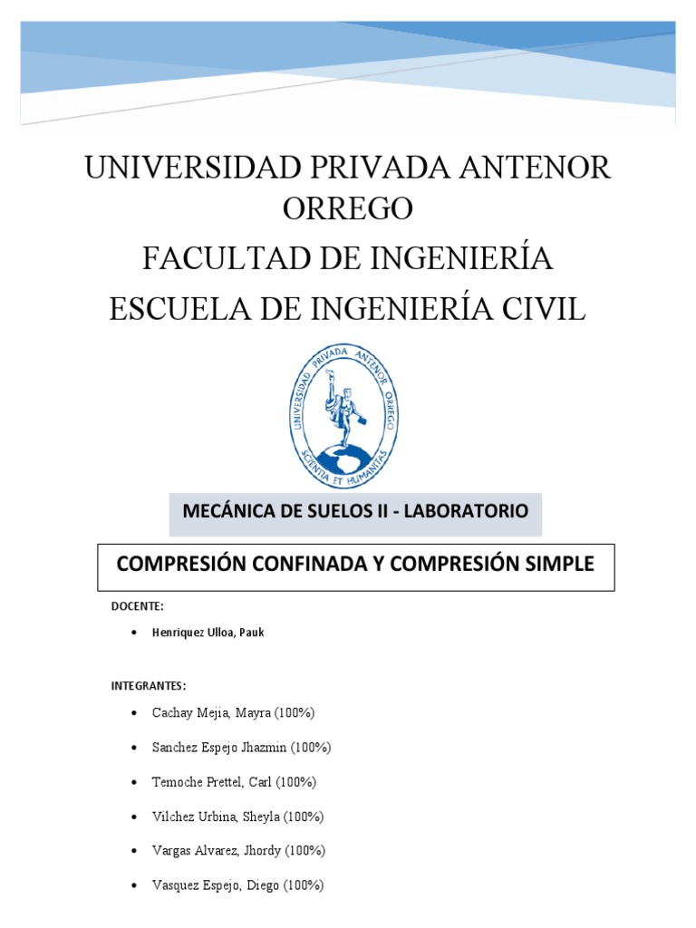 Compresión Simple y Confinada | PDF | Presión | Densidad