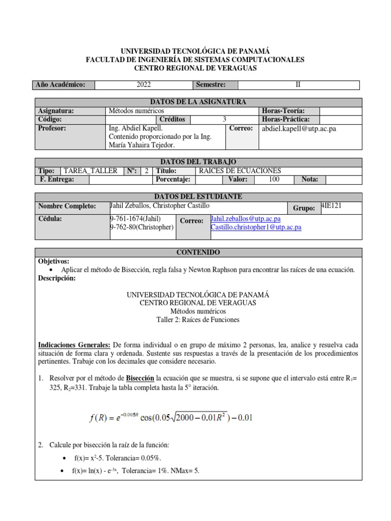 Tarea 3 de Metodos Numericos | PDF | Análisis numérico | Fuerza
