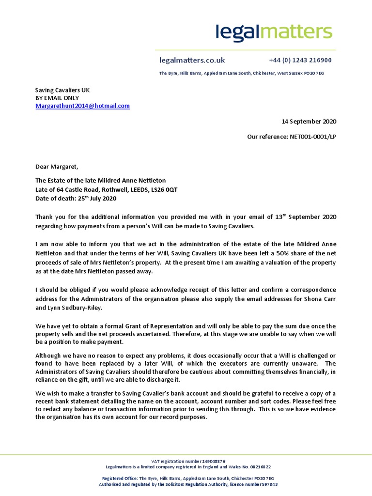 Notifying Saving Cavaliers UK of Beneficial Entitlement | PDF