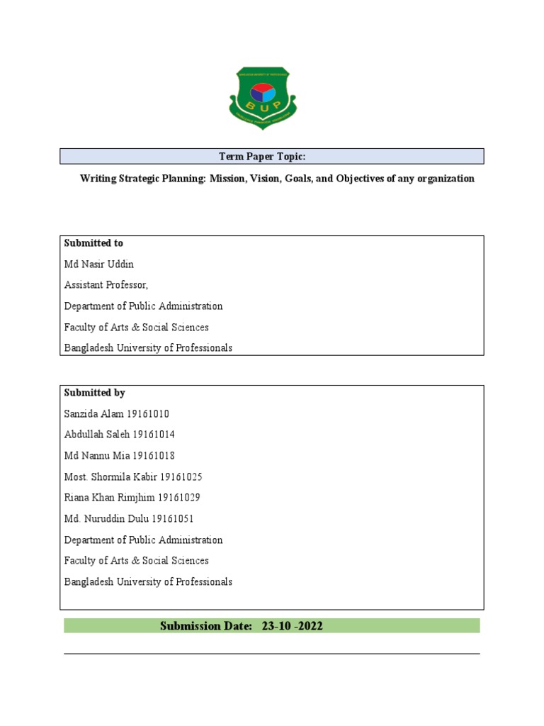 Strategic Management Term Paper | PDF