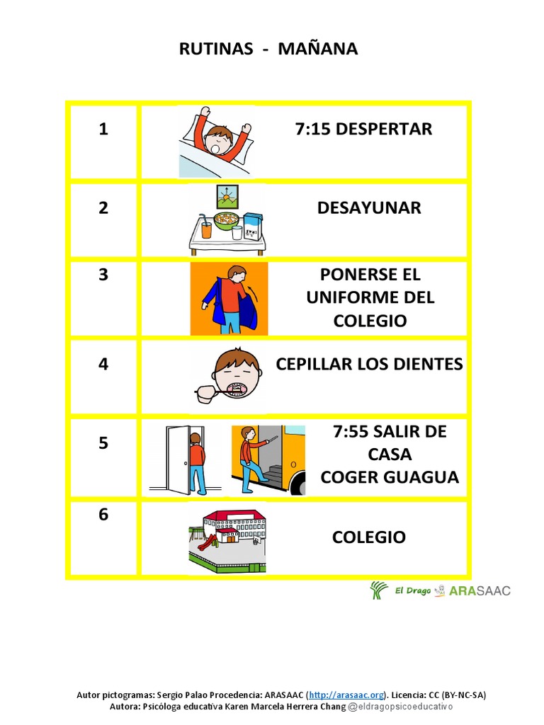 Rutina Diaria Mañana-Tarde-Noche Color | PDF