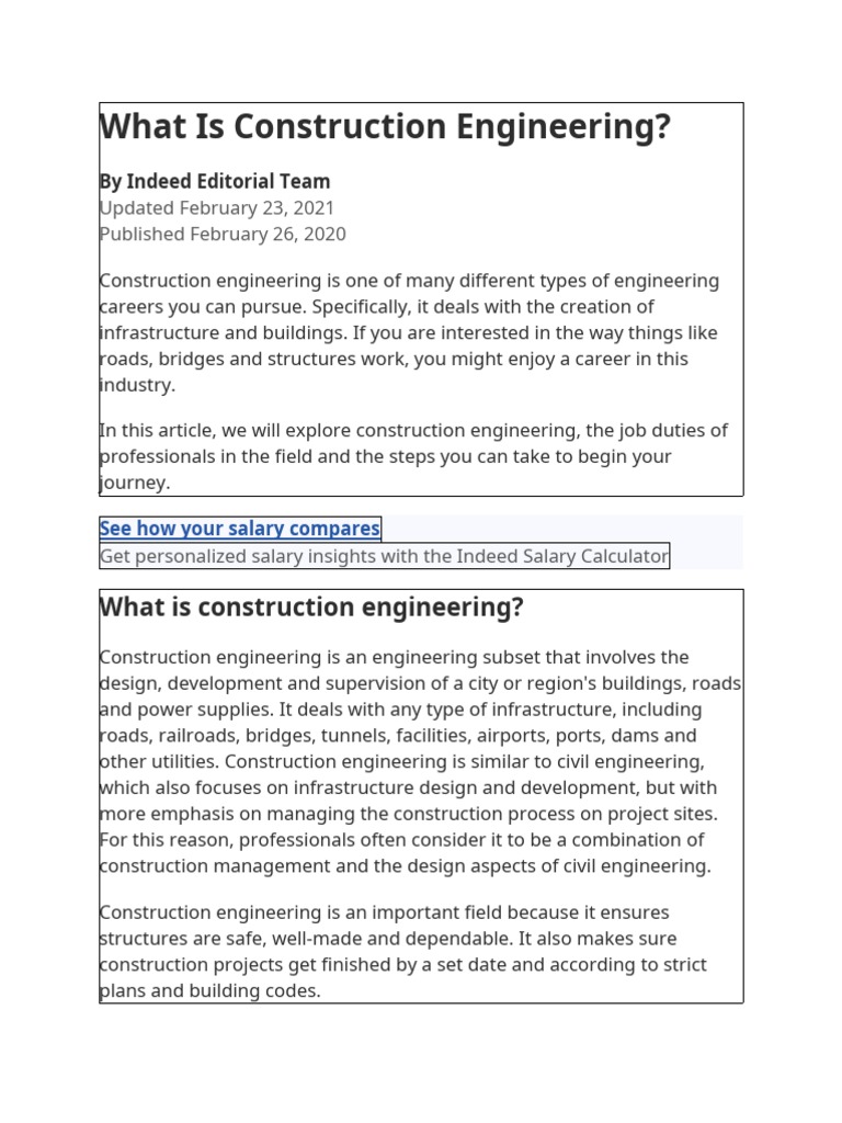 What Is Construction Engineering | PDF | Engineer | Academic Degree