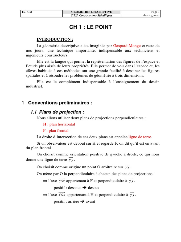 Geometrie descriptive du point et de la droite | PDF