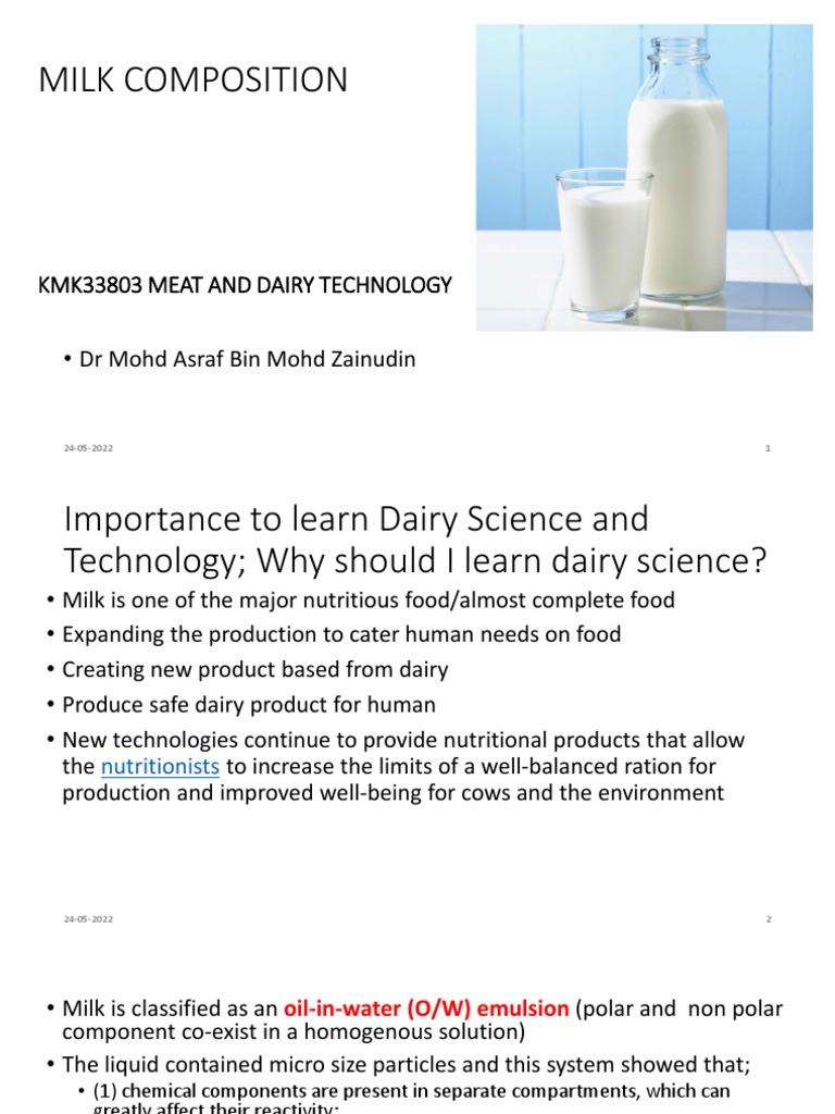 Chemical Composition of Milk | PDF | Milk | Proteins