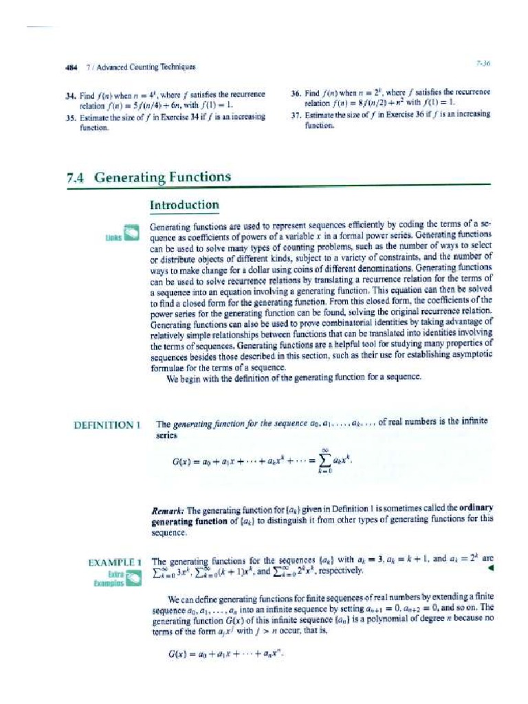 Generating Functions | PDF