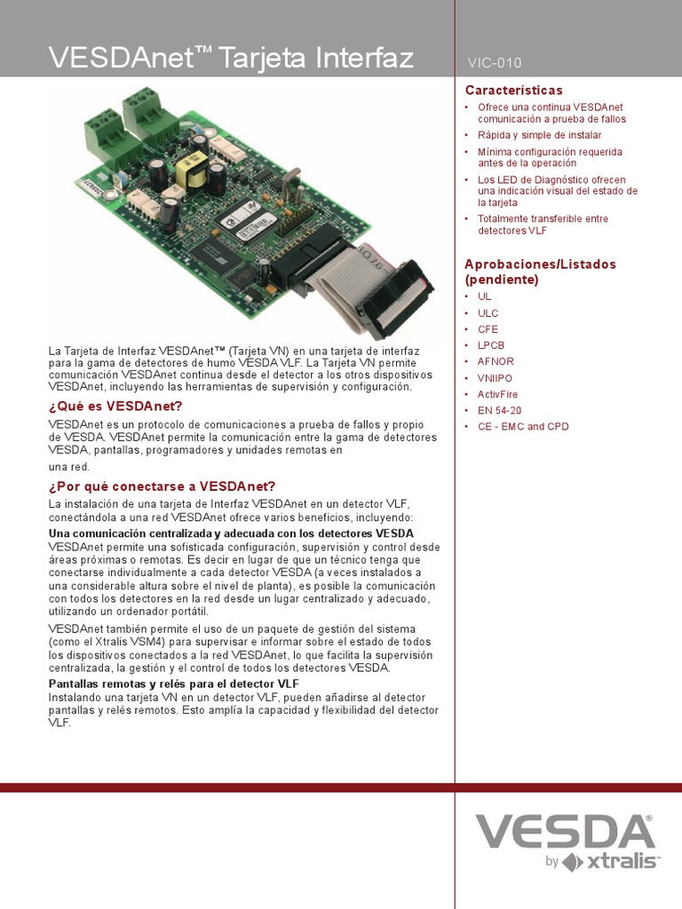 06 VIC-010 VESDAnet Interface Card TDS A4 Spanish Lores | PDF