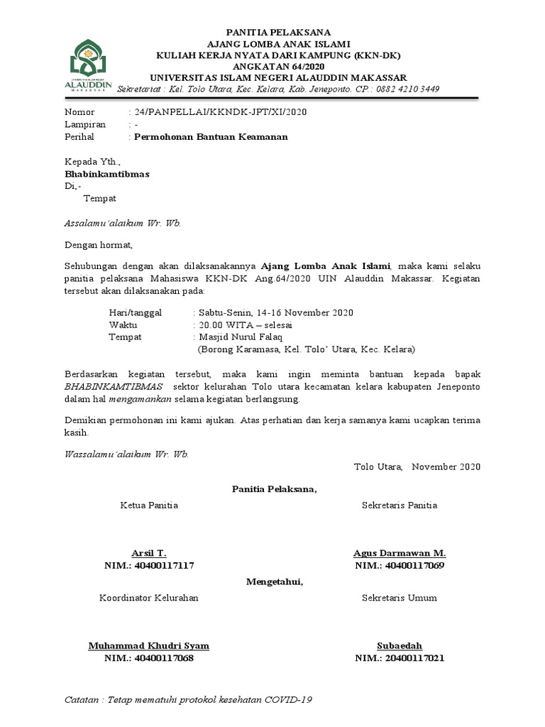 Surat Permohonan Bantuan Pengamanan | PDF | Ilmu Sosial | Kesehatan Holistik