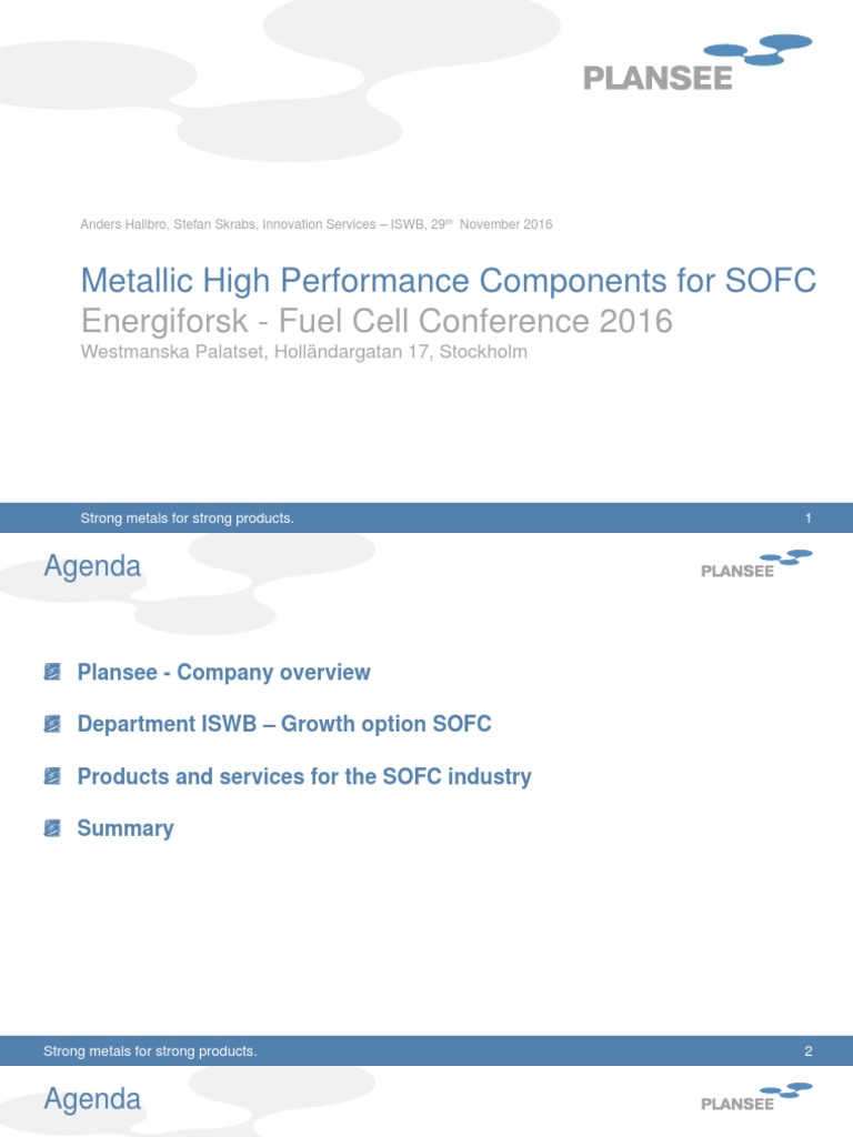 Plansee-Energiforsk-Fc-Conference-2016 Sofc | PDF