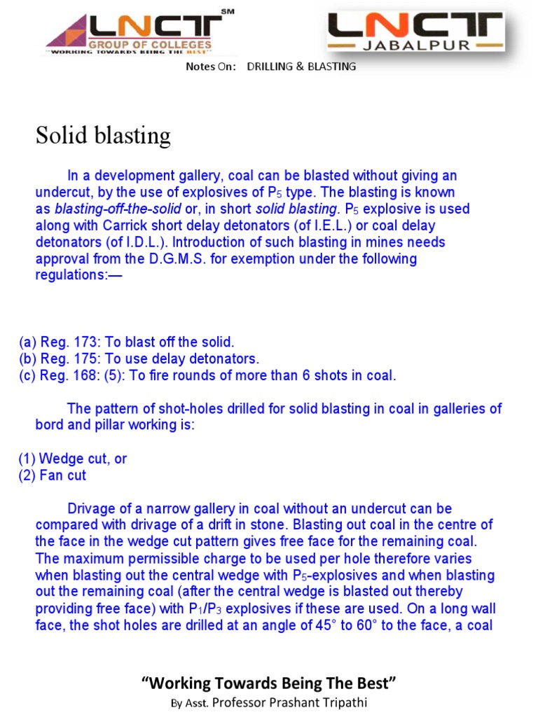 Solid Blasting | PDF | Coal Mining | Mining