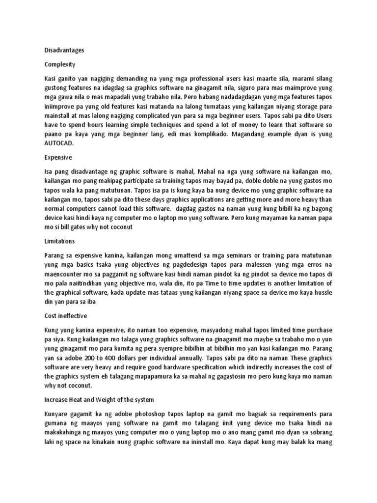 Disadvantages of Graphics Software | PDF