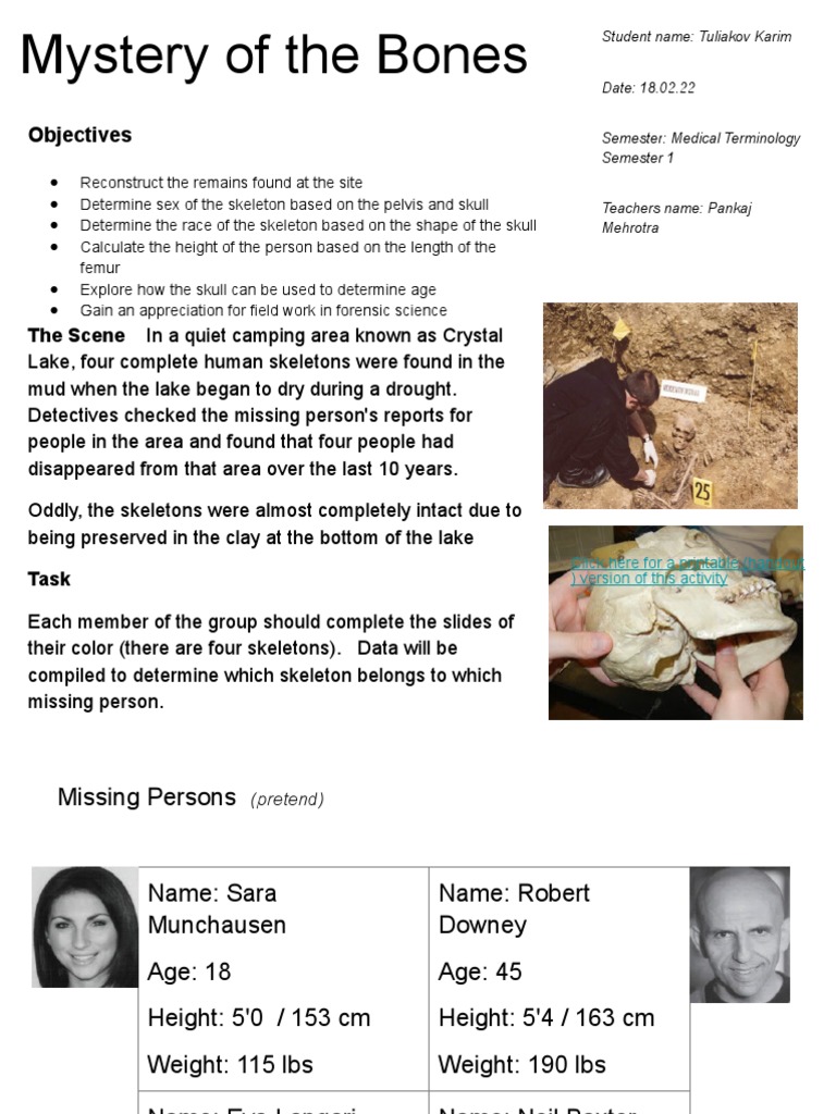 Forensic Analysis of Skeletons Found | PDF | Skull | Pelvis