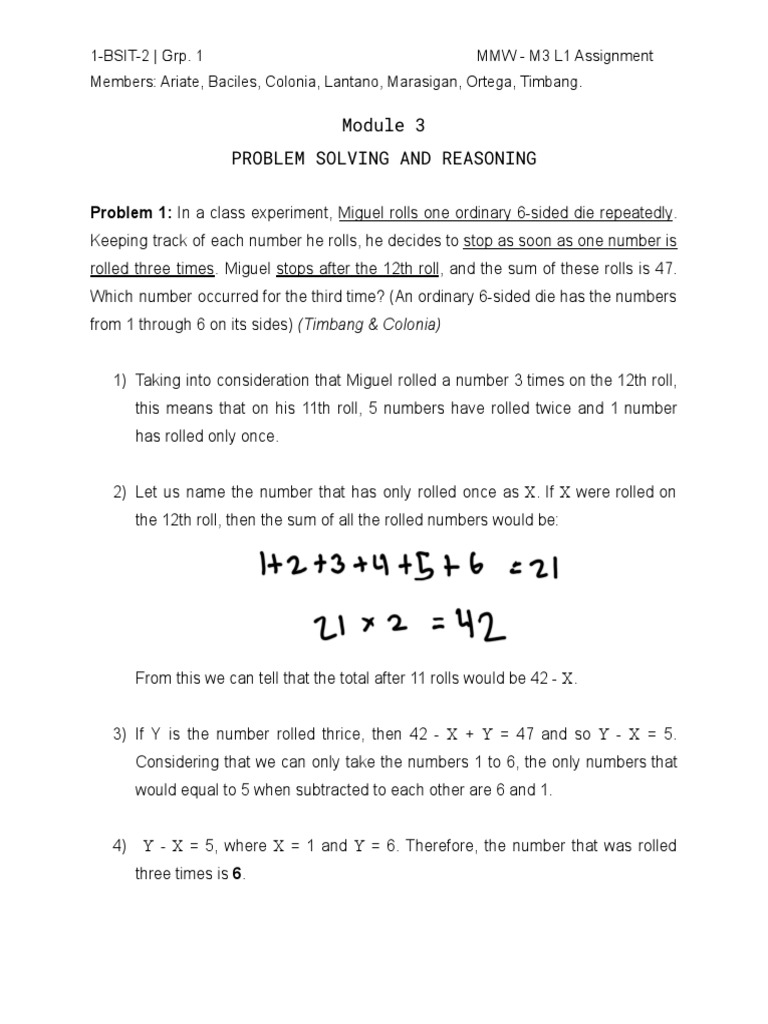 Module 3 Lesson 1 Assignment - Mathematics | PDF | Mathematics