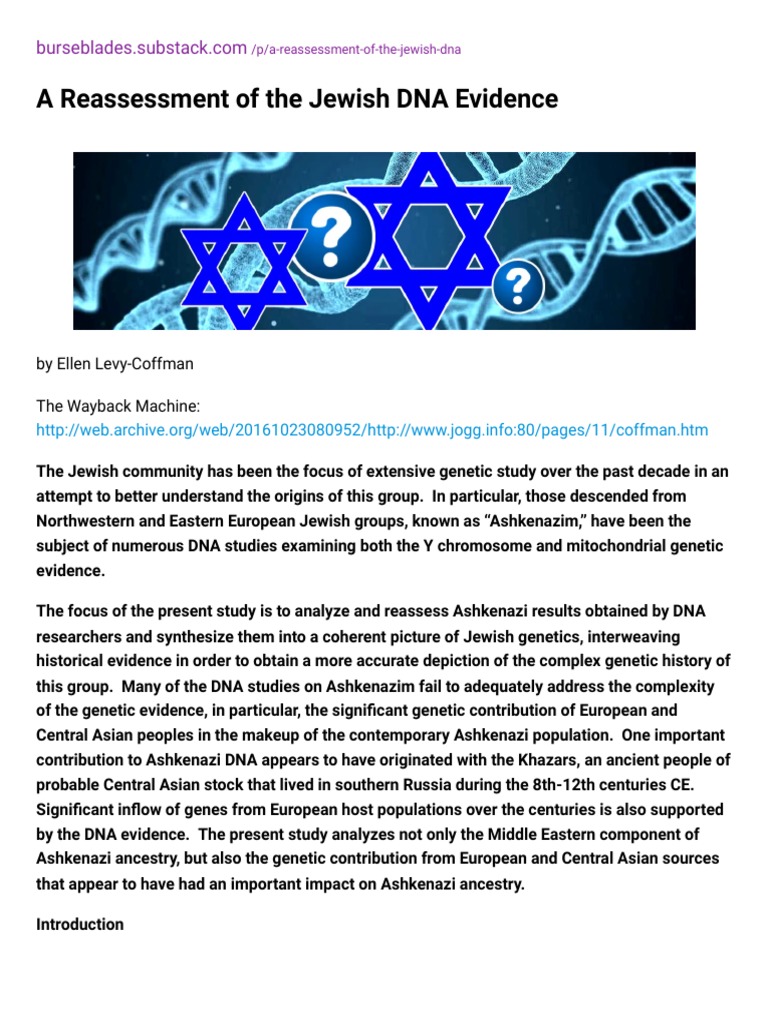A Reassessment of The Jewish DNA Evidence | PDF