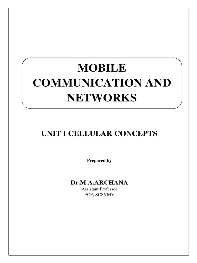 Dr.M.a.archANA - Mobile Communication Networks | PDF | 3 G | Cellular Network